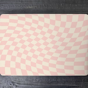 Pink & White Stretched Checkerboard Pattern UNIVERSAL Laptop Skin ...