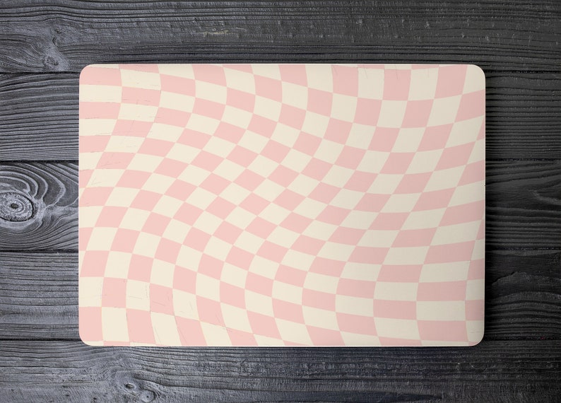 Pink & White Stretched Checkerboard Pattern UNIVERSAL Laptop Skin, Computer Skin, Laptop Sticker ...