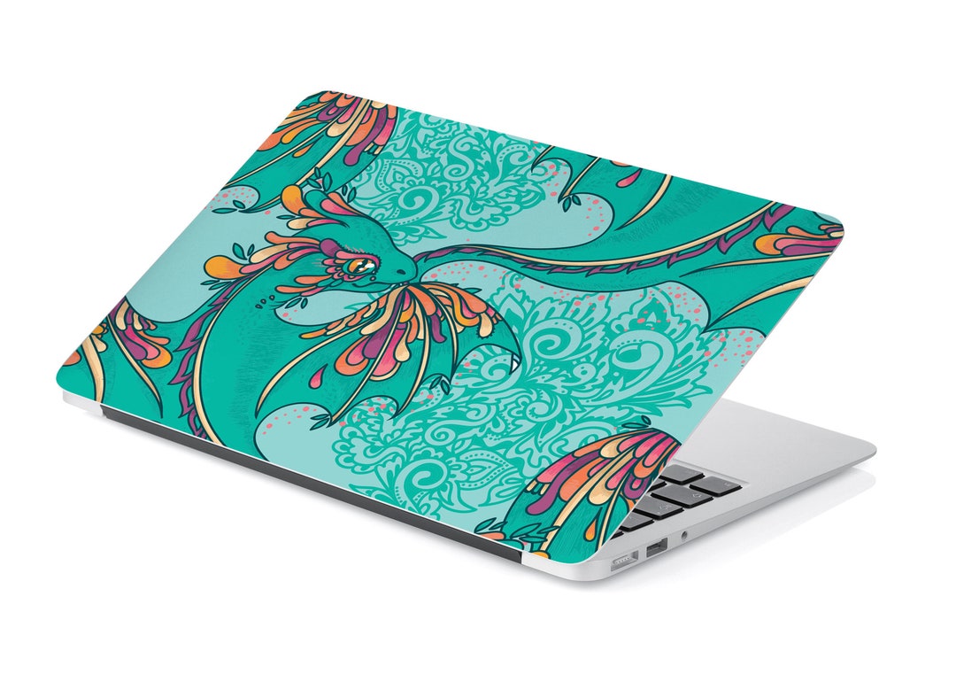 Dragon Illustration Swirls Pattern Laptop Skin, MacBook Skin, Computer ...