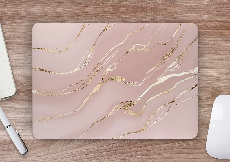 Soft Pink Rose Marble Stone Faux Gold Veins UNIVERSAL Laptop Skin ...