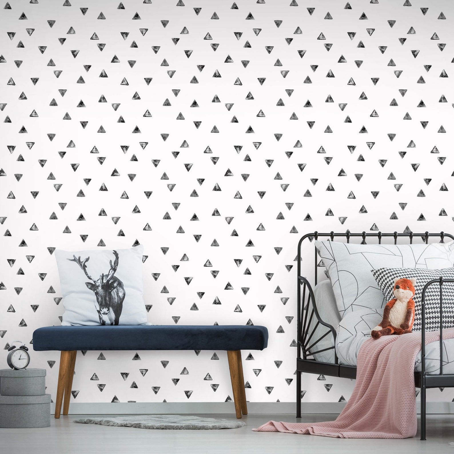 Watercolor Wall Paper Illustrated Triangles Wallpaper Removable Peel ...