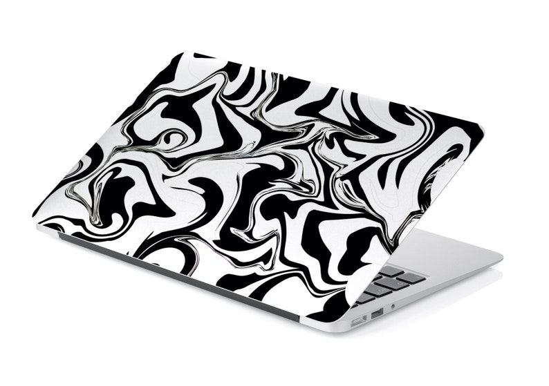 Black & White Ink Paint Paper Marble Swirl UNIVERSAL Laptop Skin ...