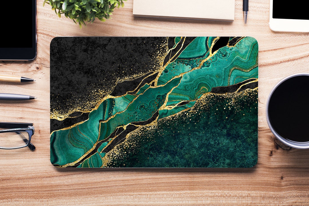 Black, Emerald Green Stones W/ Faux Gold UNIVERSAL Laptop Skin ...