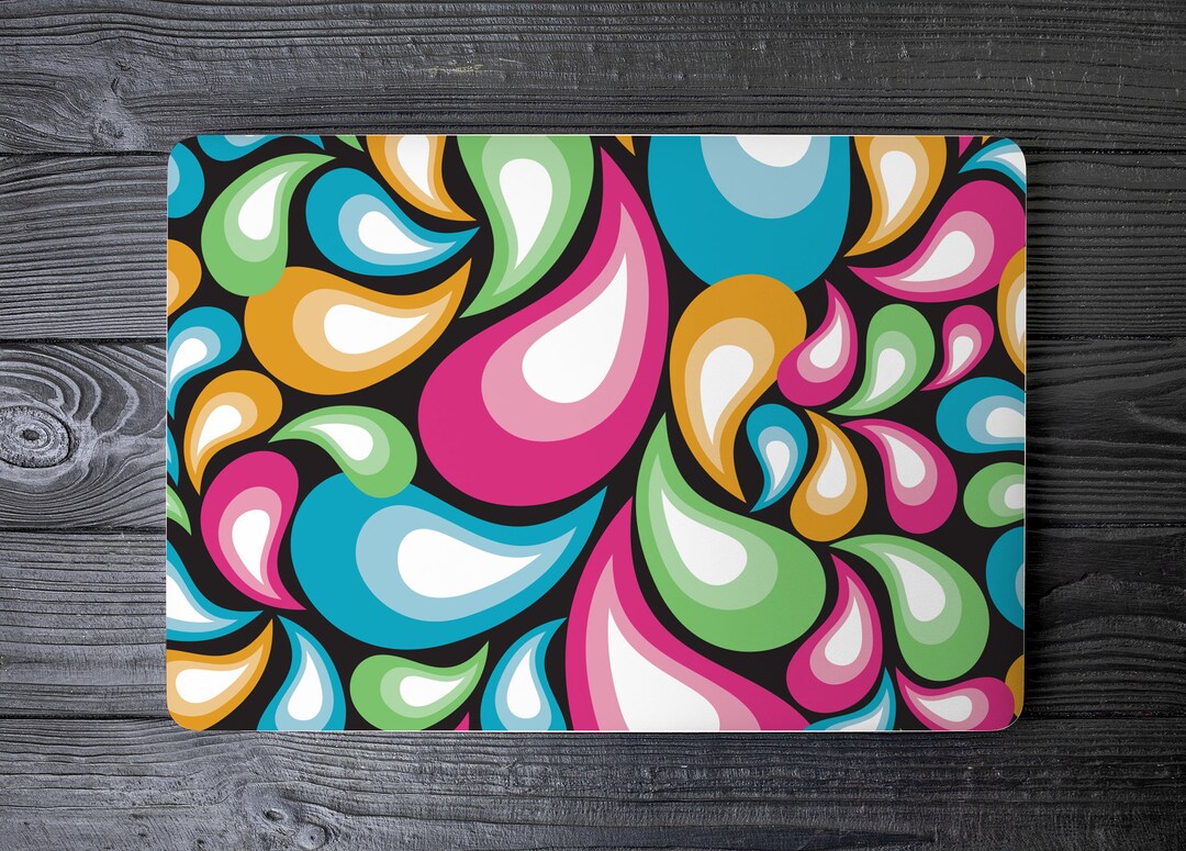 Bright Rainbow Tear Drops Water on Black UNIVERSAL Laptop Skin ...