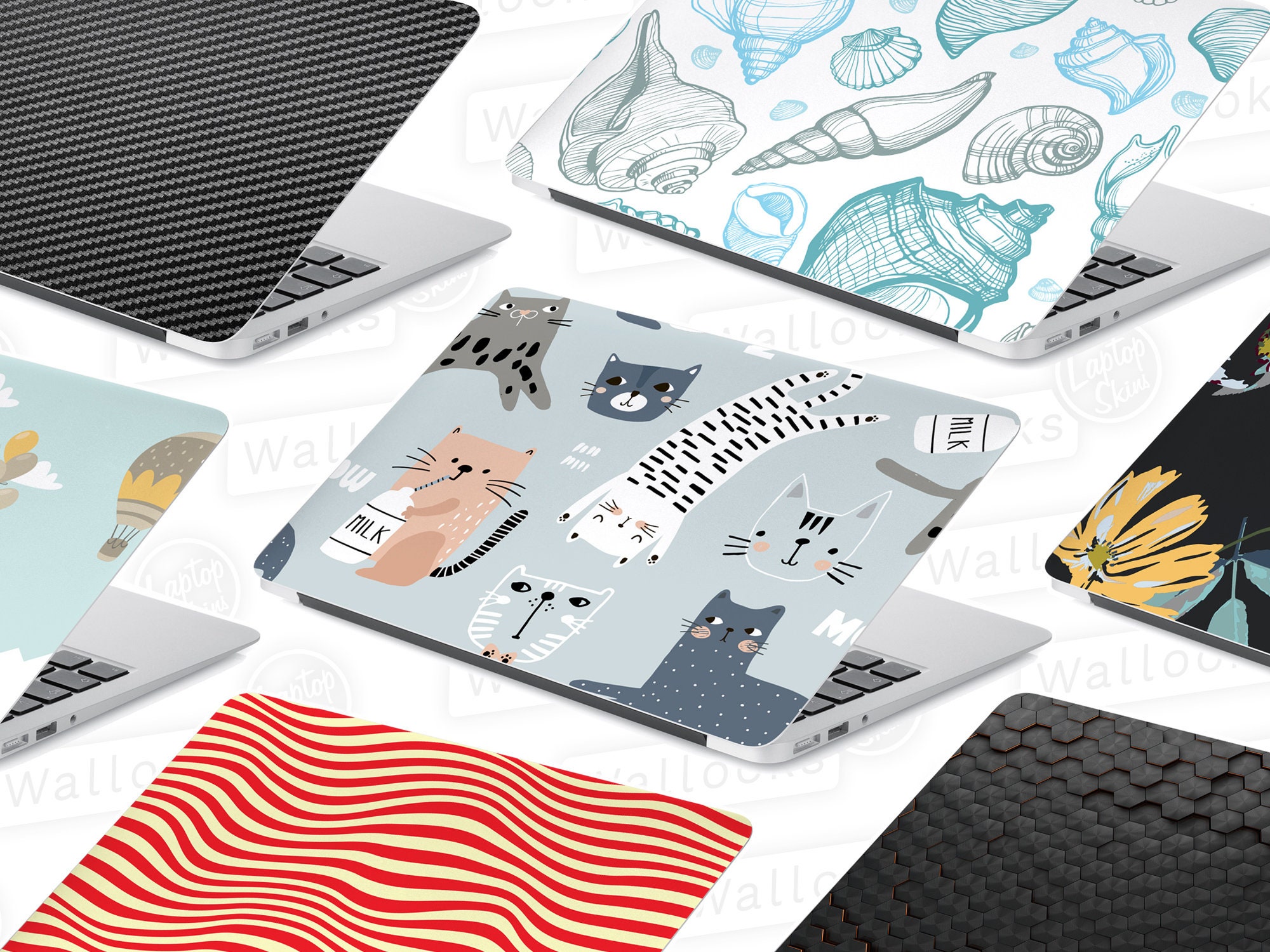 Playful Kitty Cat Party Illustration Laptop Skin Macbook | Etsy