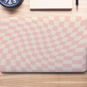 Pink & White Stretched Checkerboard Pattern UNIVERSAL Laptop Skin ...