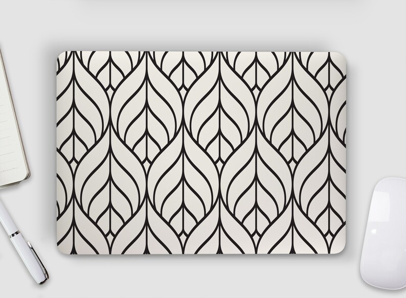 Simple Leaves Shapes B&W Line Art Pattern Laptop Skin Macbook - Etsy