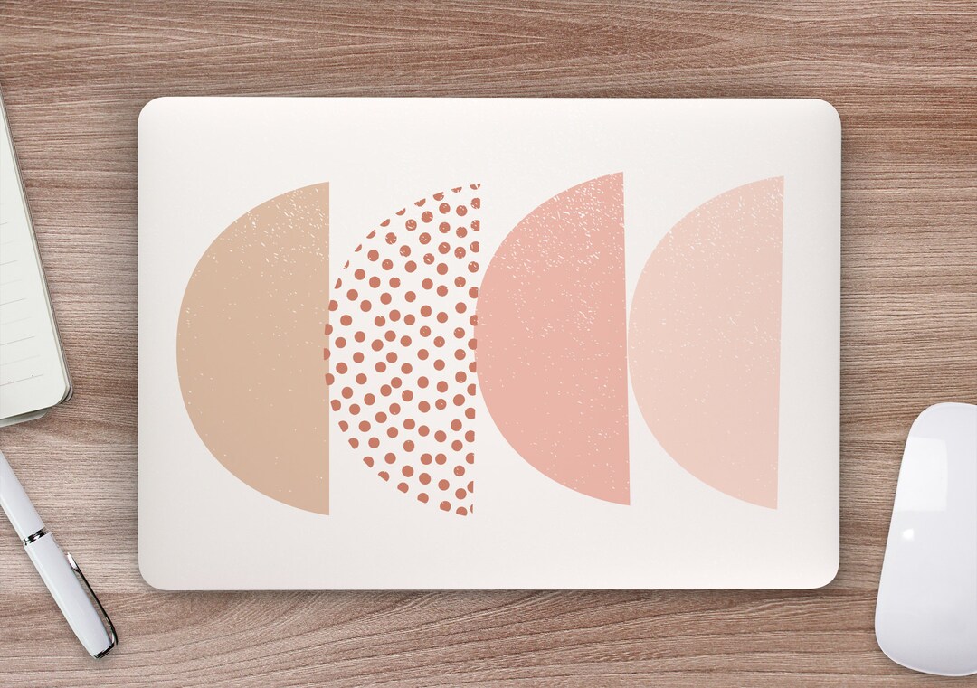 Soft Faded Pink & Beige Semicircles White UNIVERSAL Laptop Skin ...