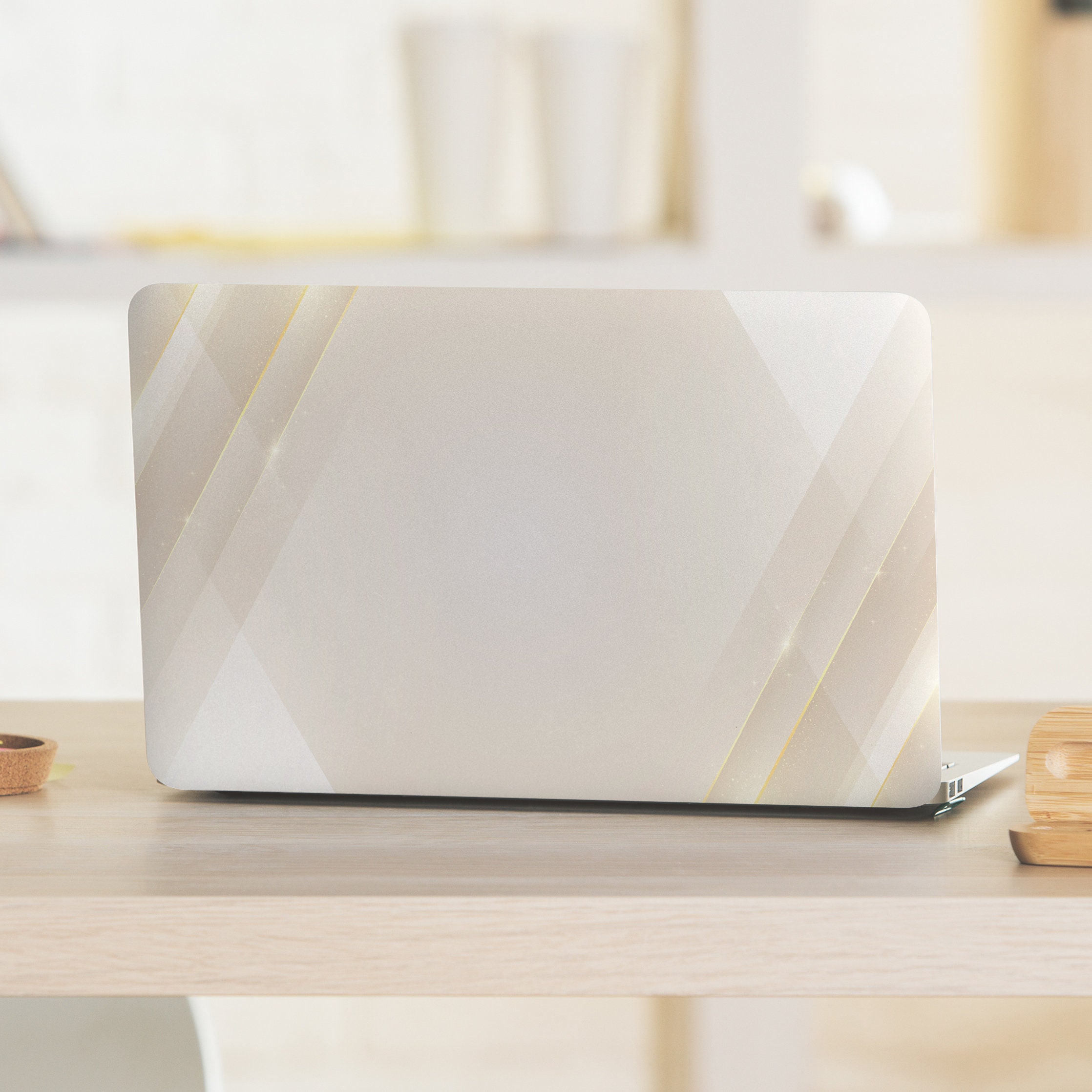 Luxury Cream Beige Faux Gold Stripes Lines UNIVERSAL Laptop Skin ...