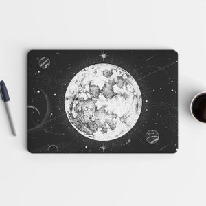 Black & White Moon in Space Planets Stars UNIVERSAL Laptop Skin ...