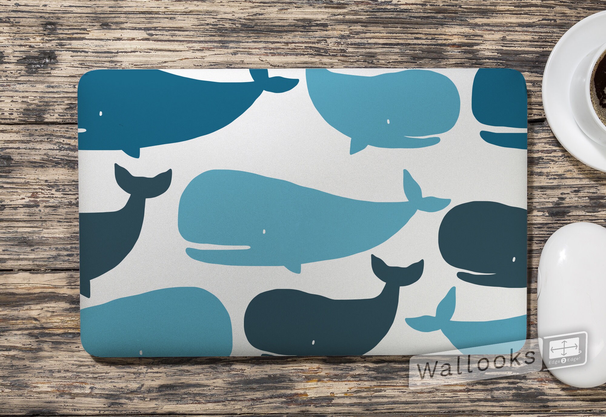 Large Blue Whales Illustration Laptop Skin, MacBook Skin, Computer ...