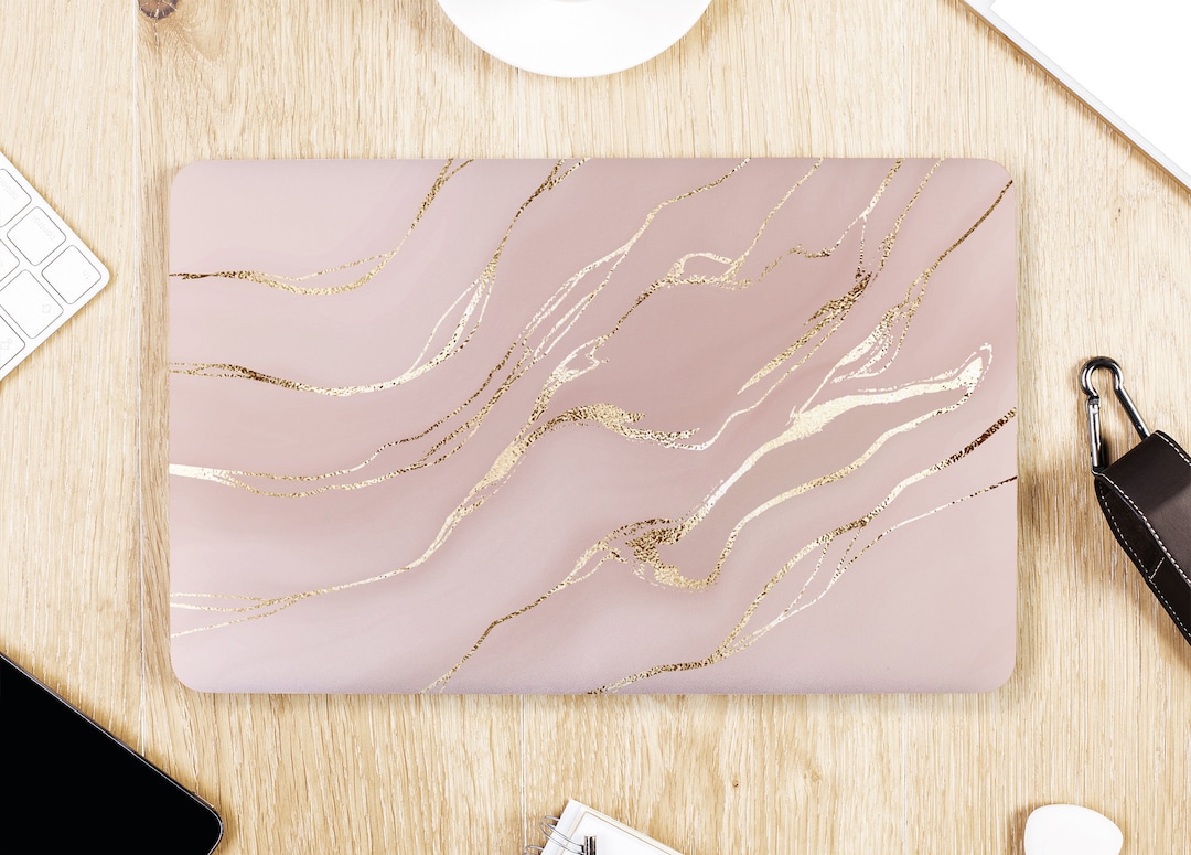 Soft Pink Rose Marble Stone Faux Gold Veins UNIVERSAL Laptop Skin ...