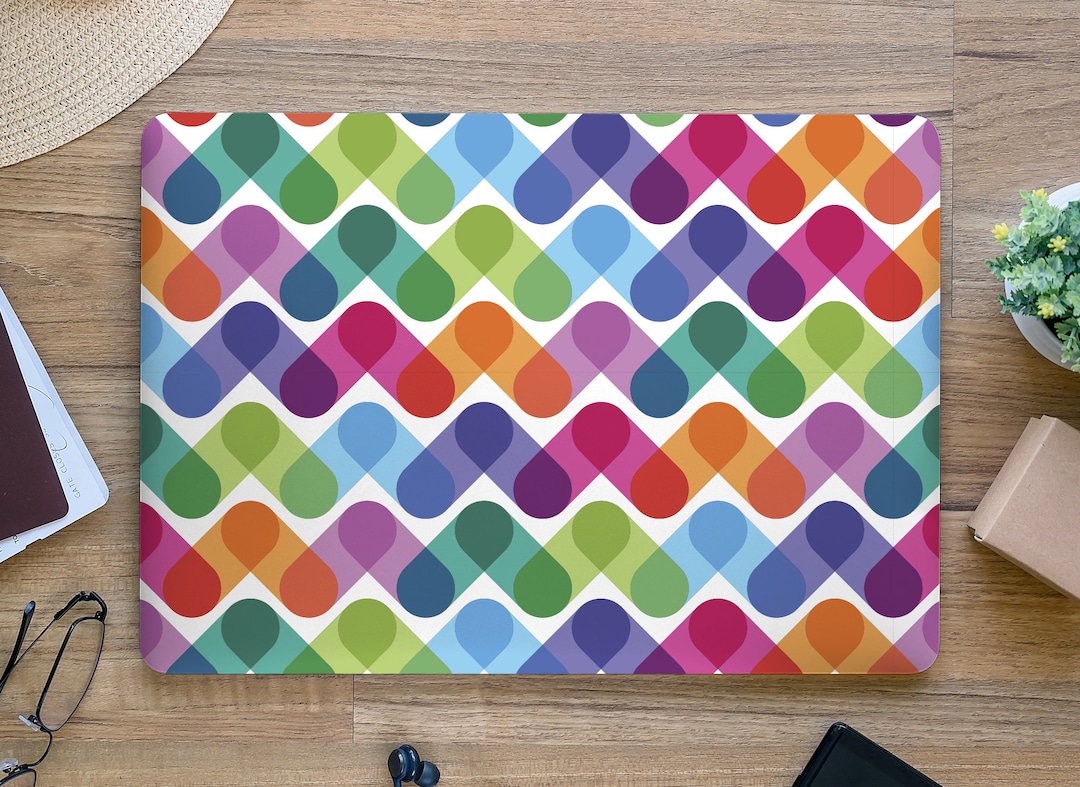 Colorful Rainbow Dots Arrows on White UNIVERSAL Laptop Skin, Computer ...