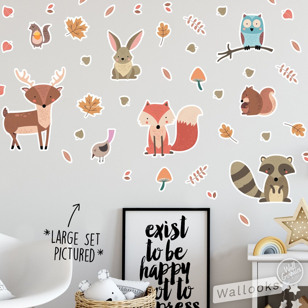 Woodland Creatures Kids Wall Decal Set, Nursery Decals, Wall Decal ...