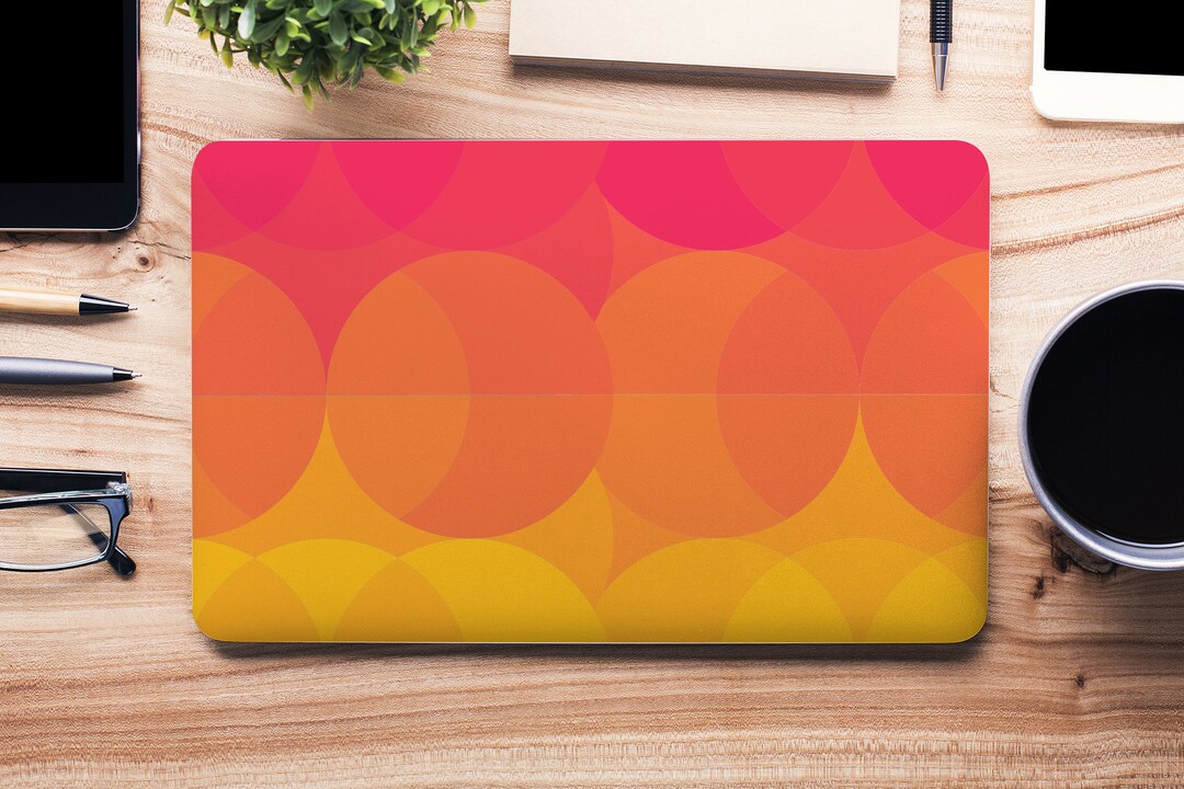 Red Orange Yellow Circles Crescent Moon Sun UNIVERSAL Laptop Skin ...