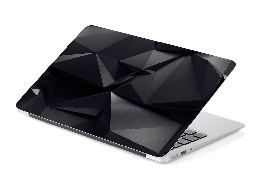 Black Carbon Fiber 3D Topographic Triangles UNIVERSAL Laptop Skin ...