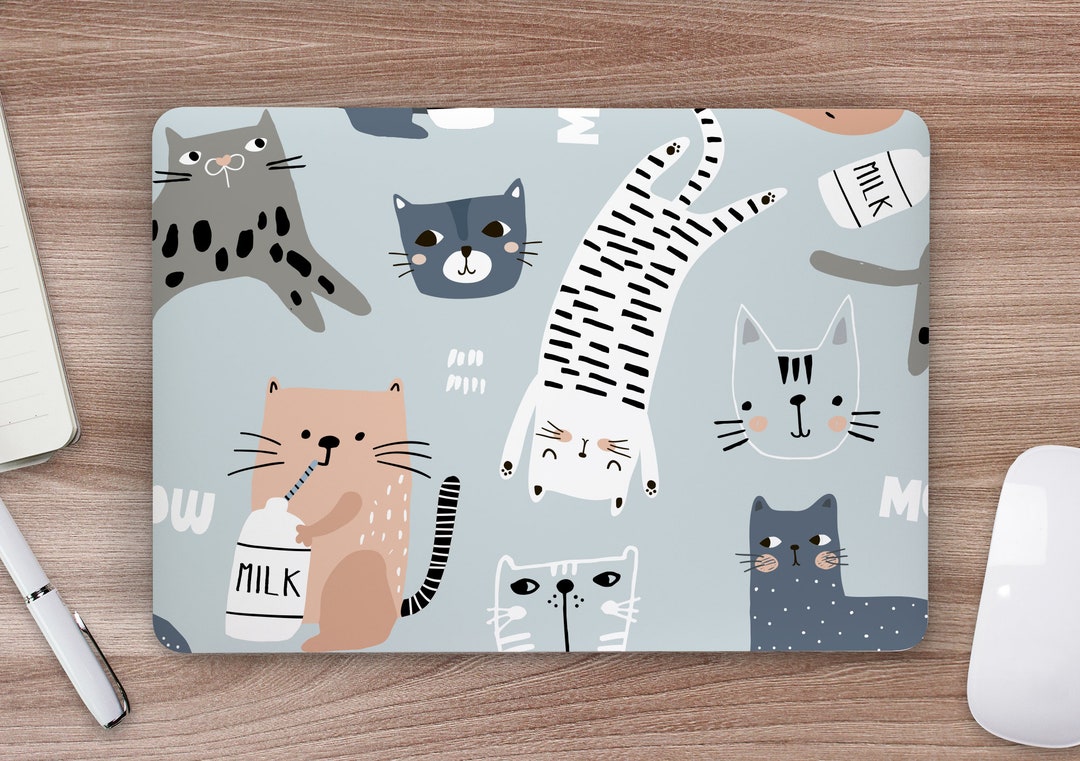 Playful Kitty Cat Party Illustration Laptop Skin, MacBook Skin ...