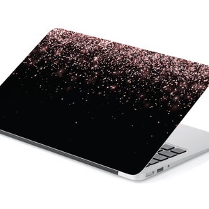Rose Gold Faux Glitter Sparkles on Black UNIVERSAL Laptop Skin ...