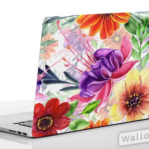 Colorful Flower Garden Watercolor Laptop Skin, MacBook Skin, Computer ...