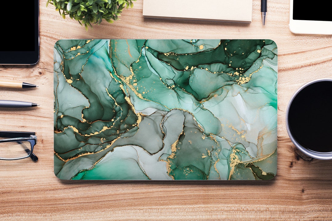 Shades of Green Marble Stone W/ Faux Gold UNIVERSAL Laptop Skin ...