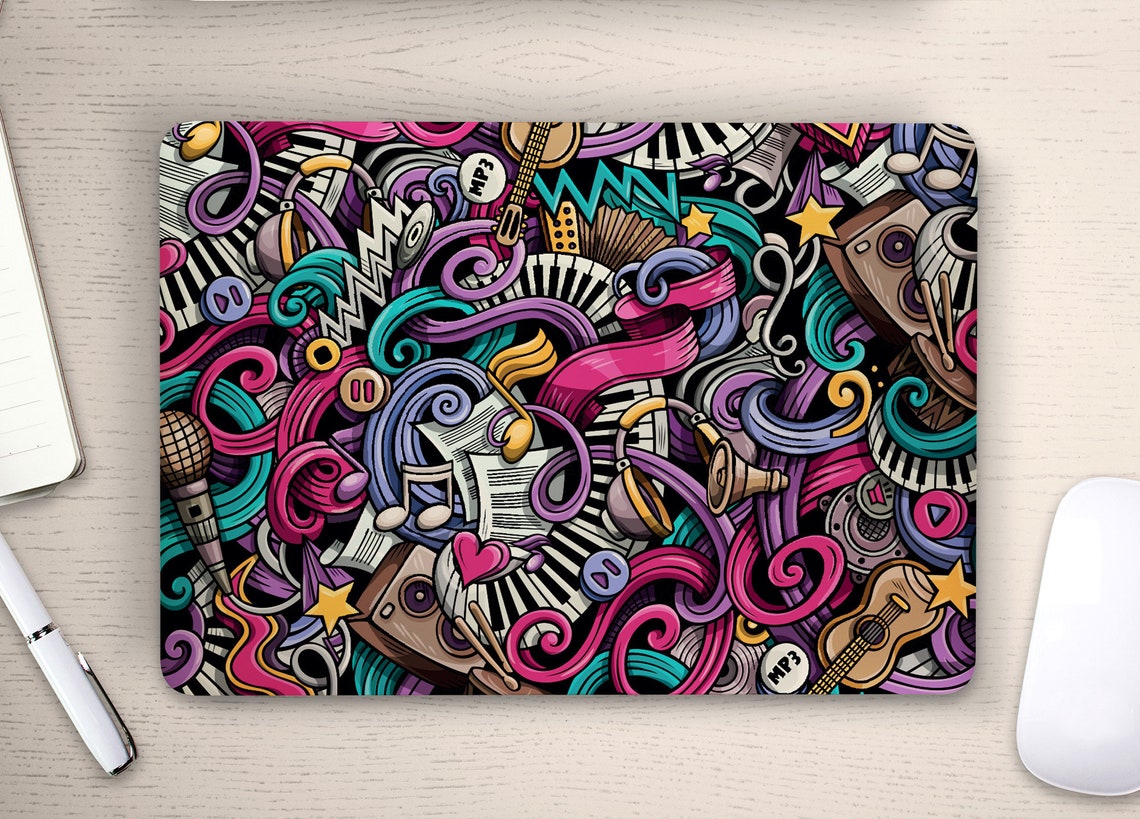 Cartoon Music Notes Microphone Keyboard UNIVERSAL Laptop Skin - Etsy