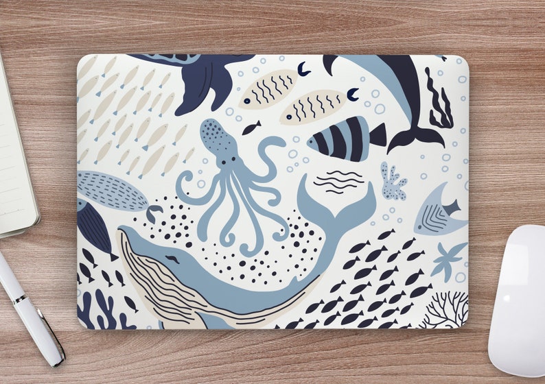 Underwater Sea Creatures Illustration Laptop Skin, MacBook Skin ...