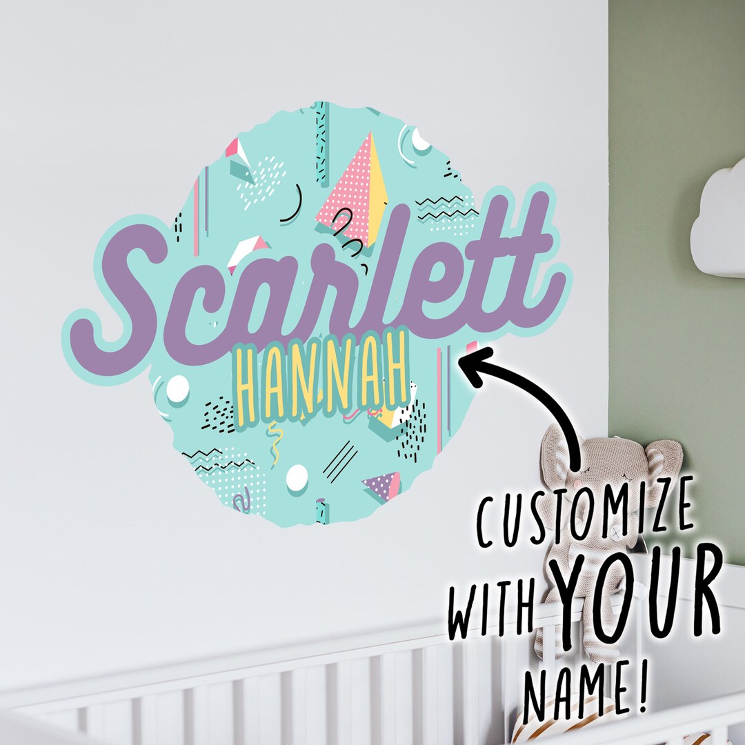 Custom Girls Lines, Shapes and Squiggles Sticker, Kids Room Decor ...