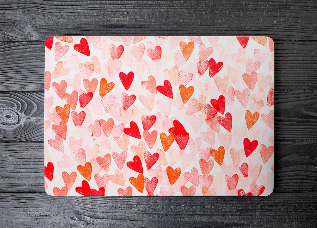Cute Little Red & Pink Printed Hearts White UNIVERSAL Laptop Skin ...