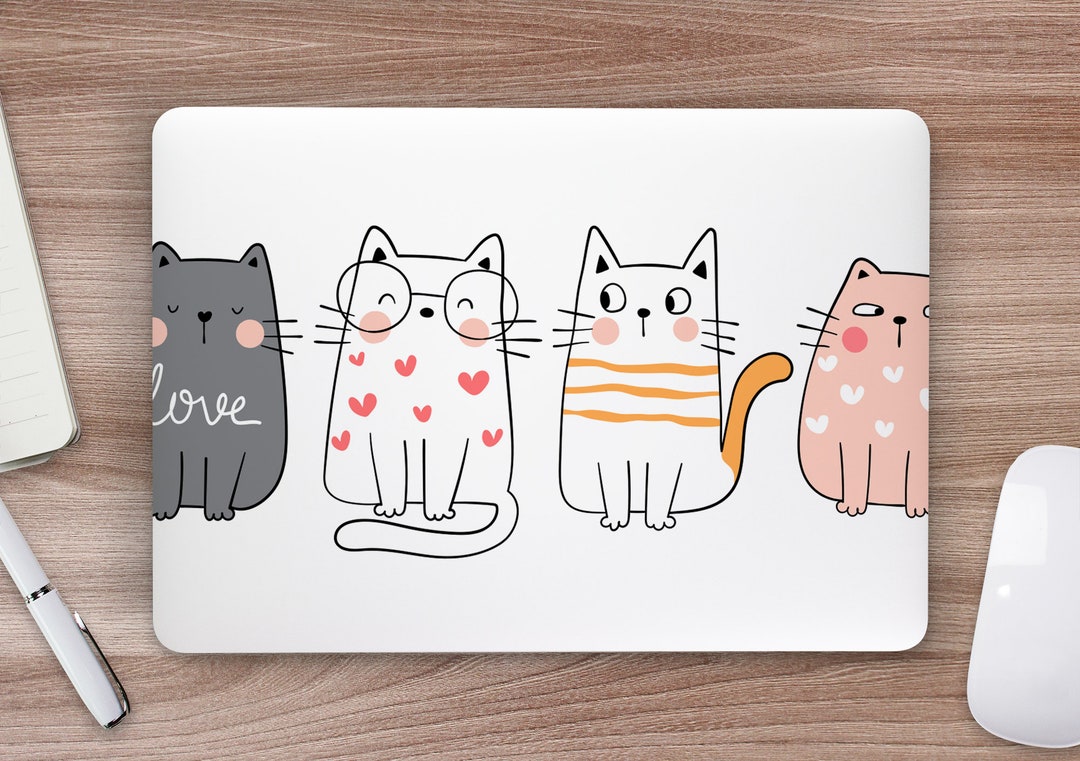 Cutesy Cartoon Fat Cats Kitty With Love UNIVERSAL Laptop Skin, Computer ...