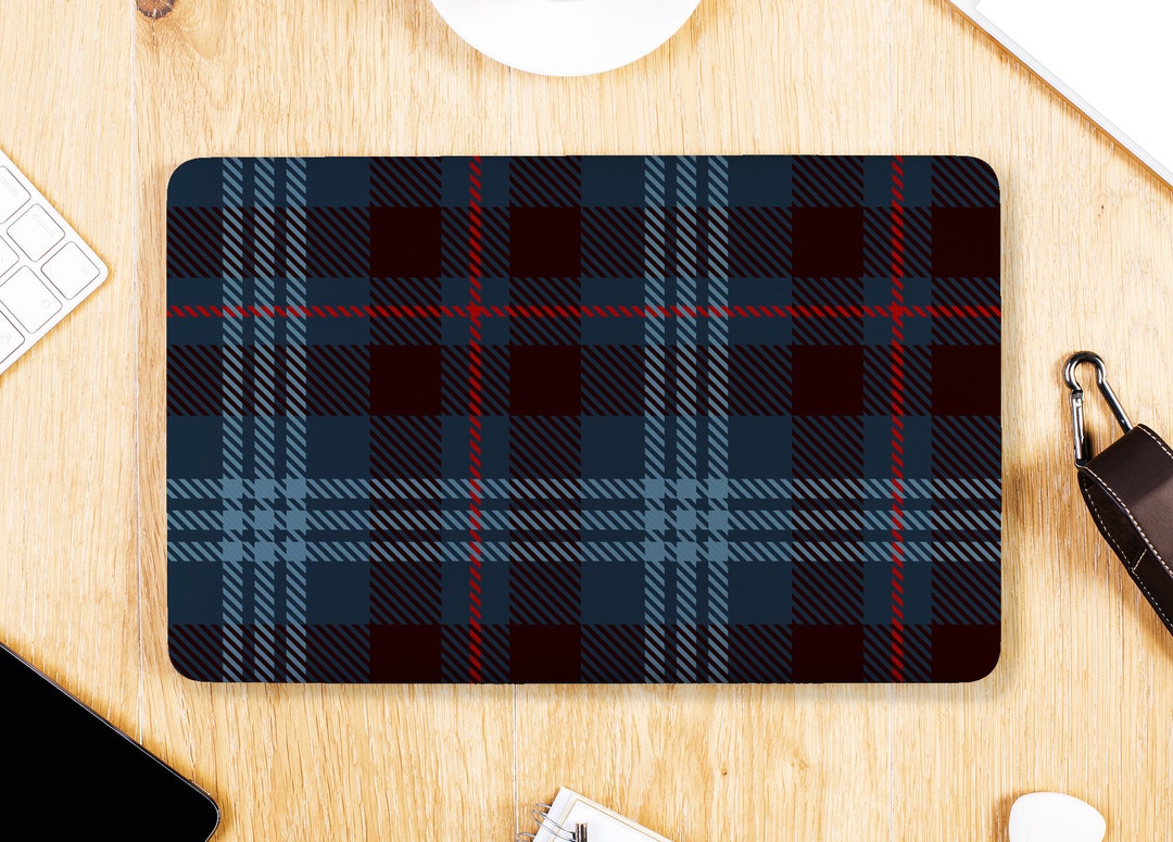 Blue Over Black Red Stripe Plaid Pattern Universal Laptop Skin ...