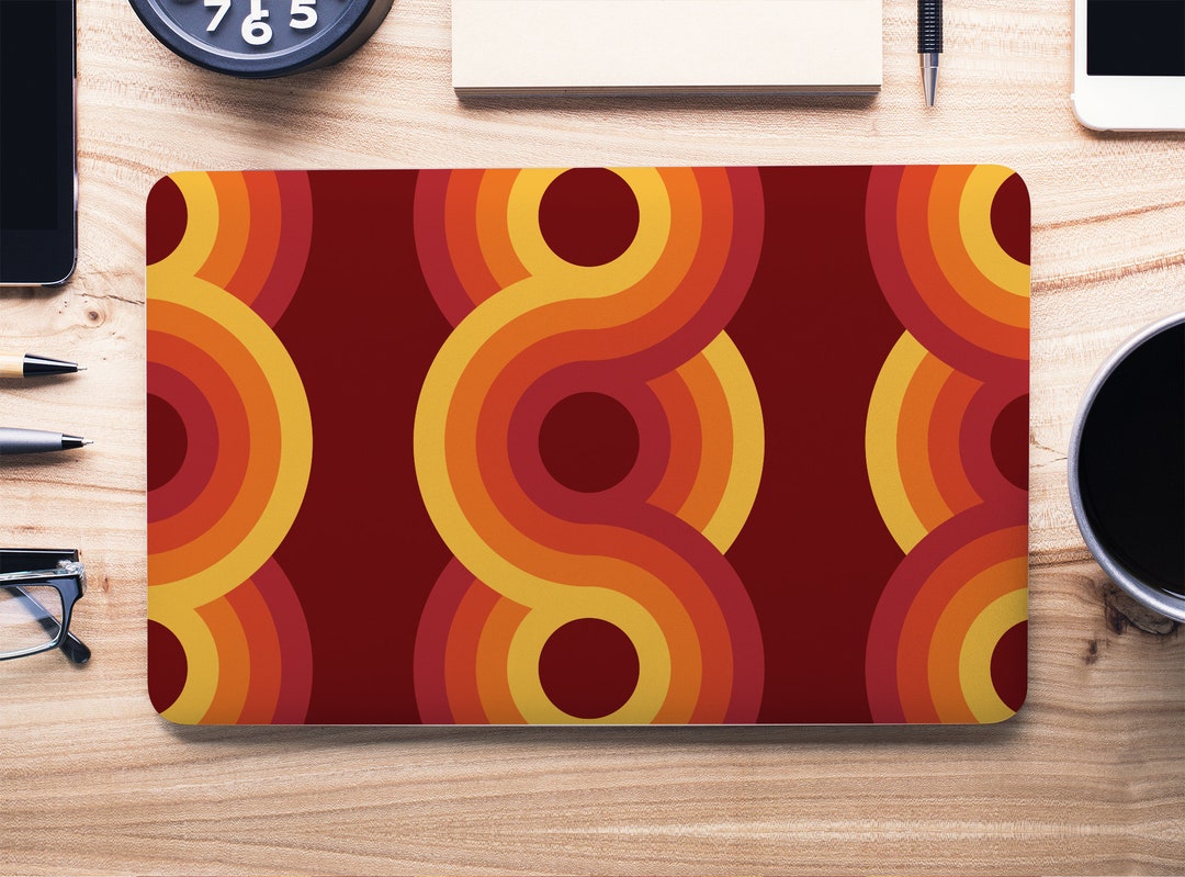 Warm Red Orange & Yellow Curved Lines Retro UNIVERSAL Laptop Skin ...