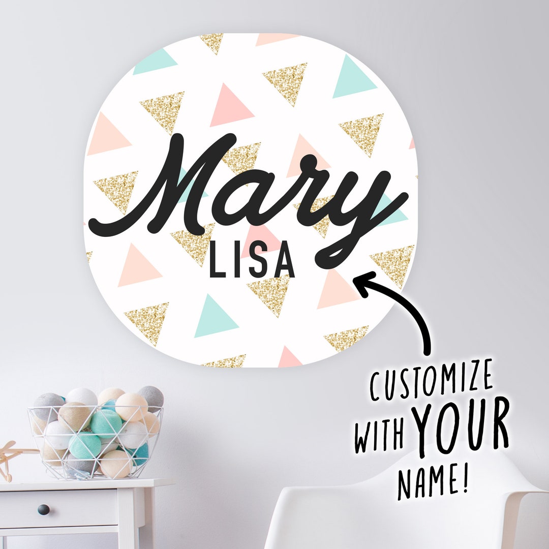 Custom Girls Pastel Boujee Triangle Wall Sticker, Kids Room Decor ...