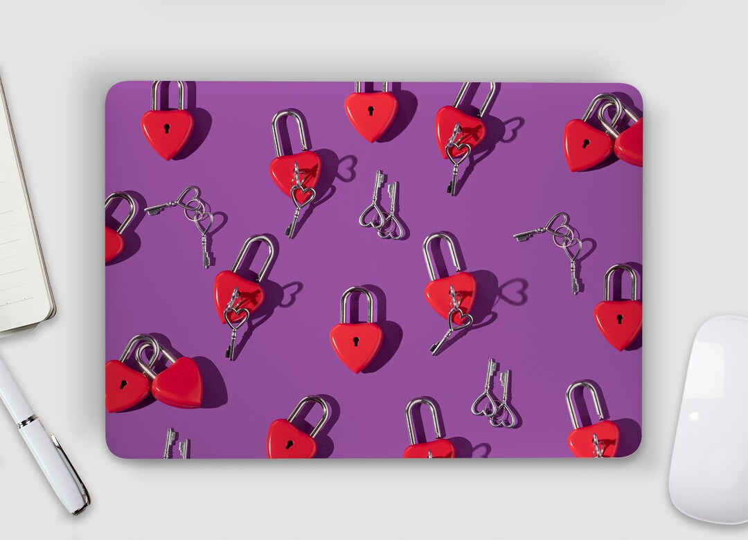 Red Hot Locks of Love & Keys Purple Heart UNIVERSAL Laptop Skin ...