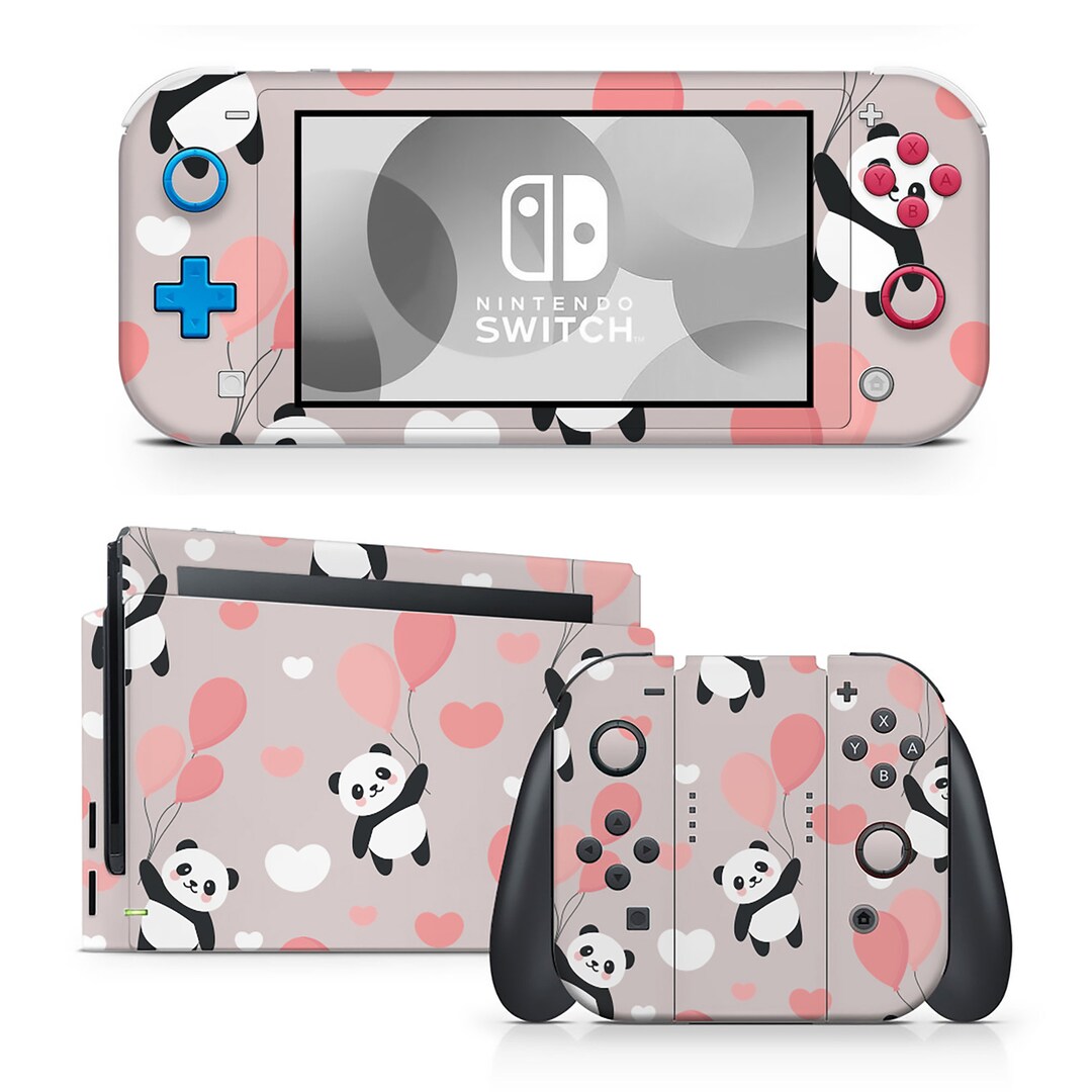 Panda Floating Heart Cute Balloons Nintendo Switch Skin Full Coverage ...