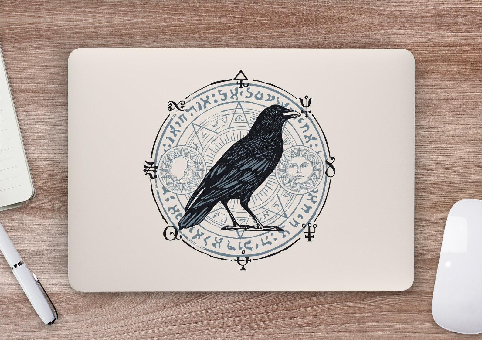 Witchy Crow Astrology Sun Moon Alchemy Folk UNIVERSAL Laptop Skin ...