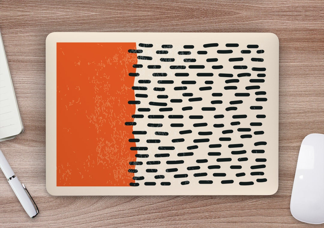 Distressed Orange & Black Dashes Vintage UNIVERSAL Laptop Skin ...