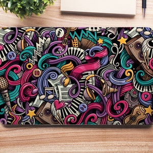 Cartoon Music Notes Microphone Keyboard UNIVERSAL Laptop Skin, Computer ...