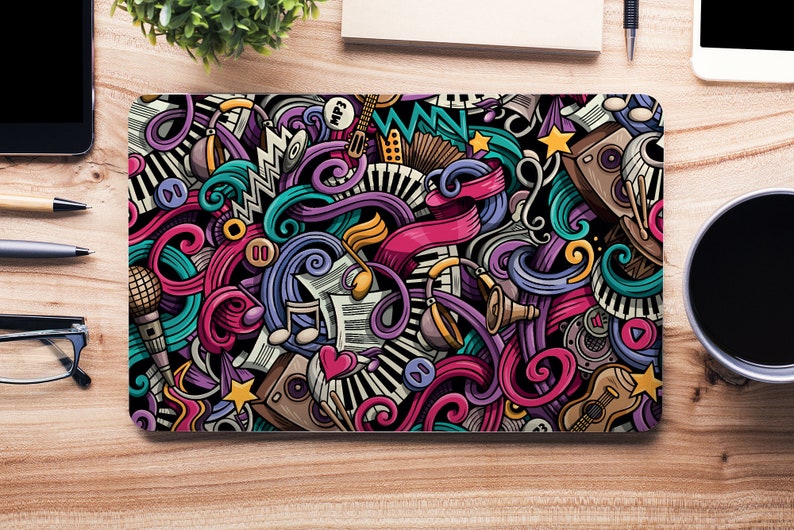 Cartoon Music Notes Microphone Keyboard UNIVERSAL Laptop Skin - Etsy