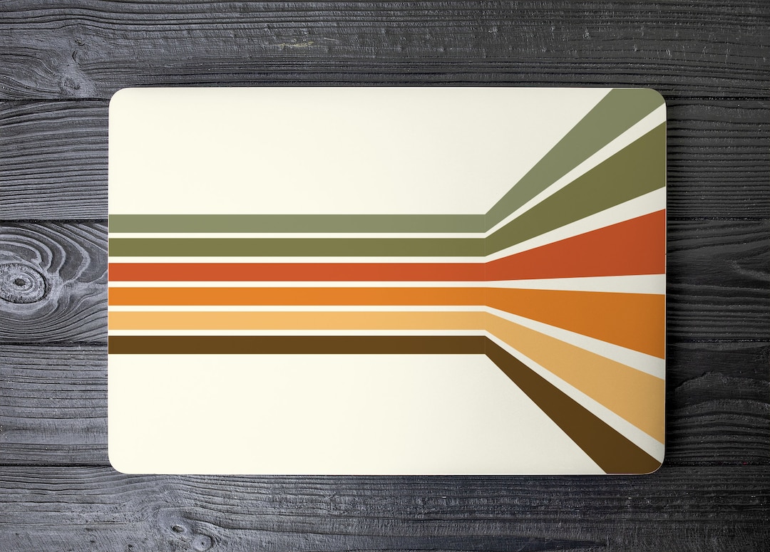 Retro 70s Earth Tone Bending Lines Linear UNIVERSAL Laptop Skin ...