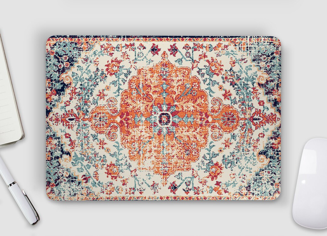 Coral Orange Blue Rustic Worn Persian Rug UNIVERSAL Laptop Skin ...