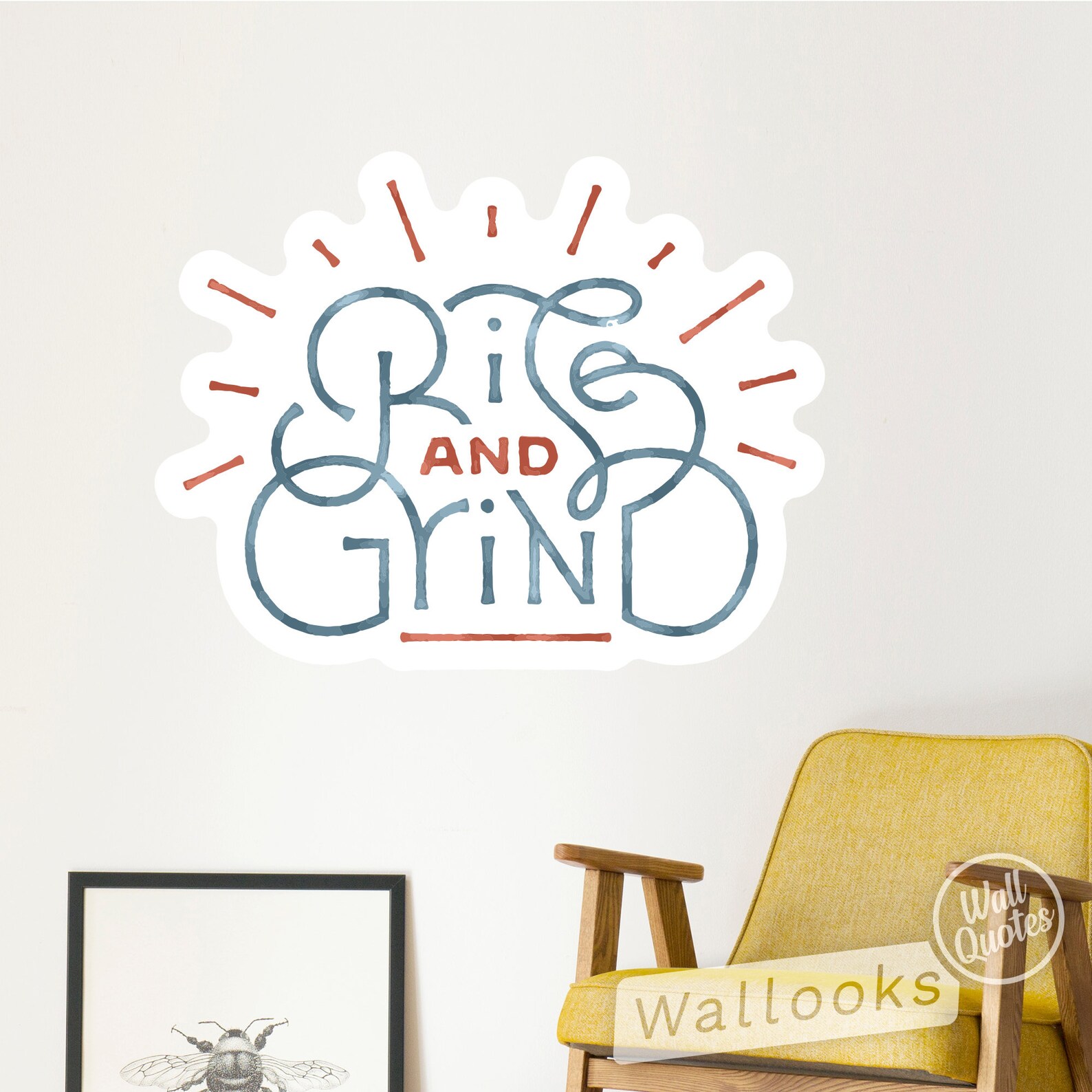 Rise and Grind Wall Quote, Inspirational Wall Message, Wall Words, Self ...