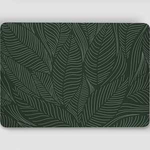 Minimalist Deep Green Leaves With Lines UNIVERSAL Laptop Skin, Computer ...