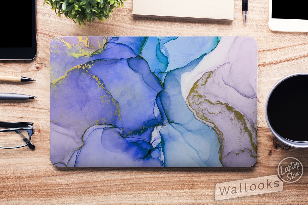 Blue & Violet Watercolor W/ Faux Metallic UNIVERSAL Laptop Skin ...