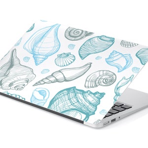 Beach Shell Blue Line Drawing Pattern Laptop Skin, MacBook Skin ...
