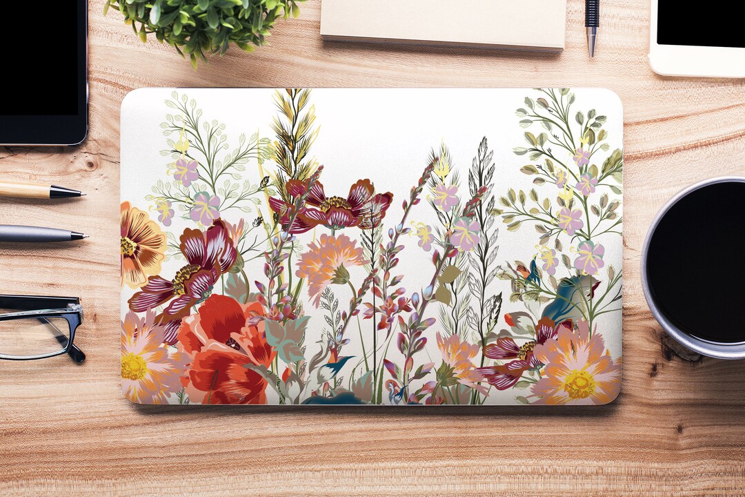 Illustrated Colorful Wild Flower Garden Art UNIVERSAL Laptop Skin ...