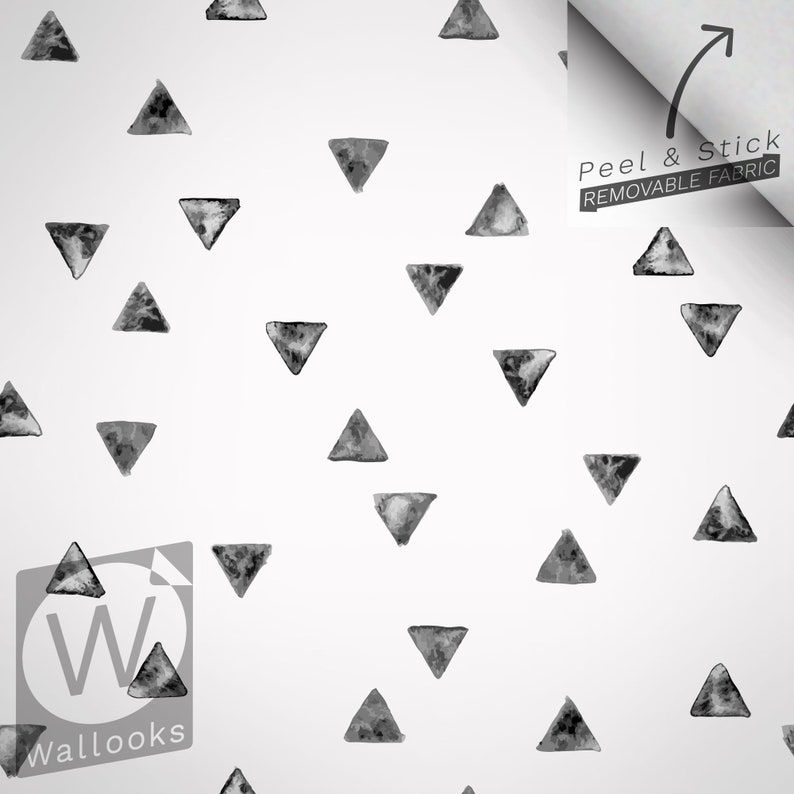 Watercolor Wall Paper Illustrated Triangles Wallpaper | Etsy