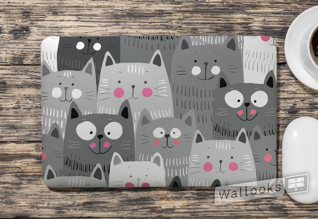 Crowd of Smiling Cats Illustration Laptop Skin, MacBook Skin, Computer ...