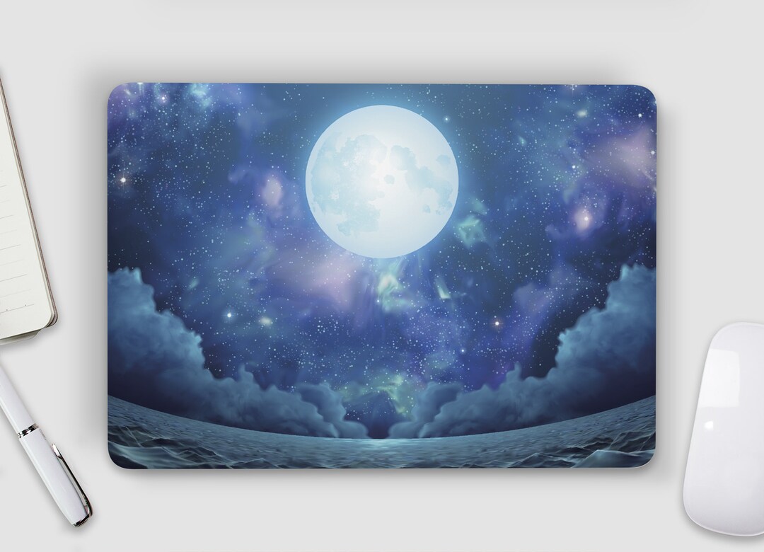 Full Moon Stars in Sky Over Ocean Sea Night UNIVERSAL Laptop Skin ...
