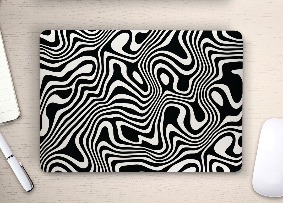 Black & White Topographic Map Swirls UNIVERSAL Laptop Skin, Computer ...