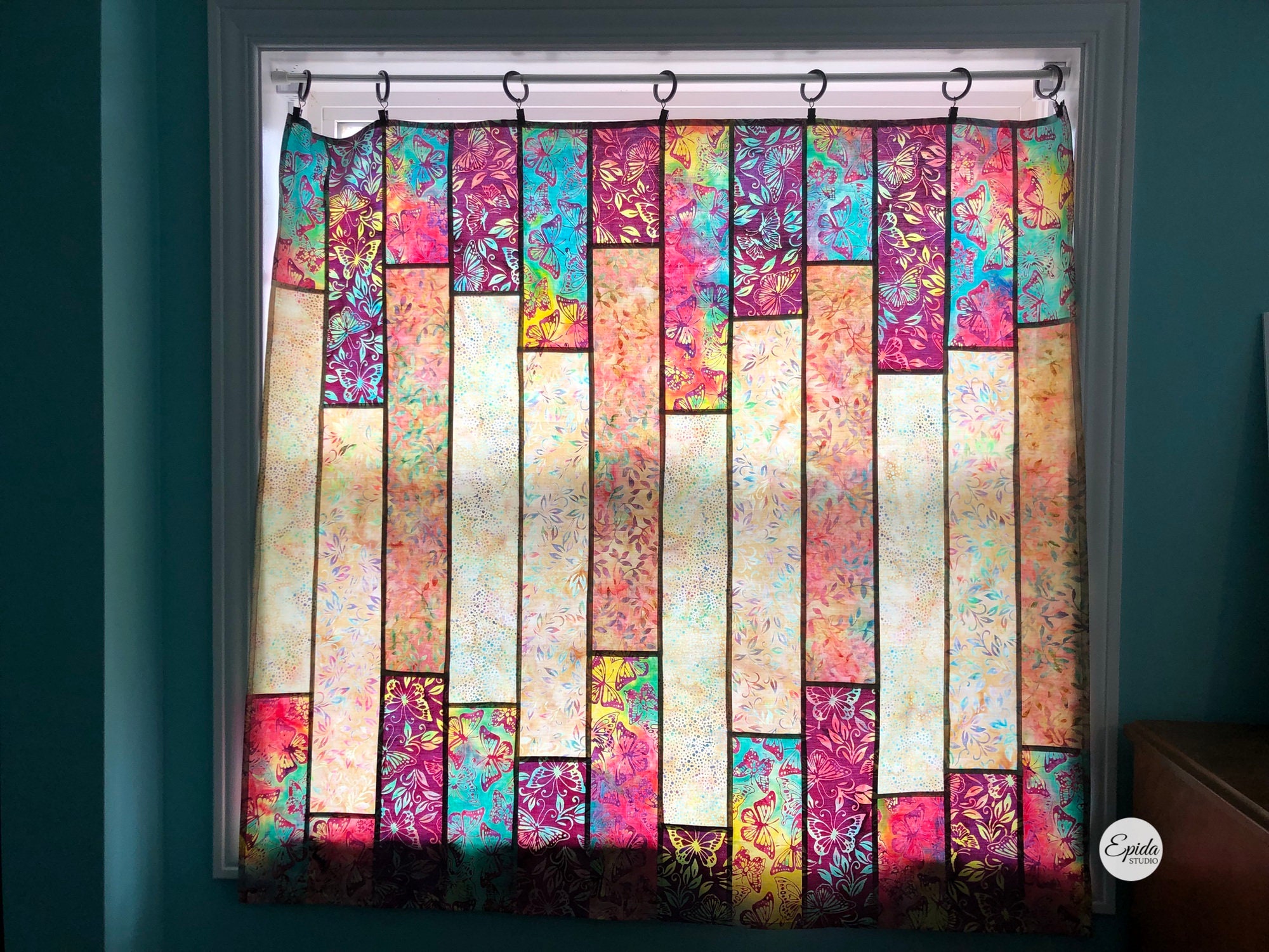 Glimmer Stained Glass Patchwork Window Hanging Pattern - Etsy